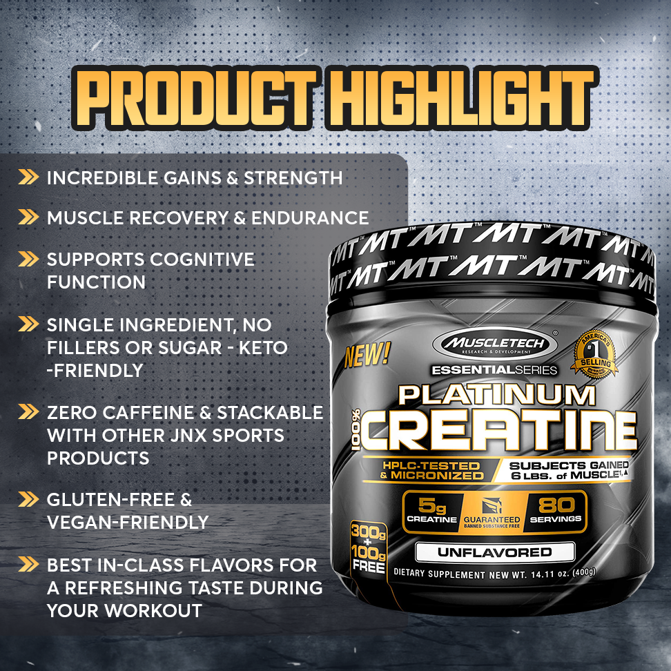 Muscletech, Essential Series, Platinum 100% Creatine, 400g