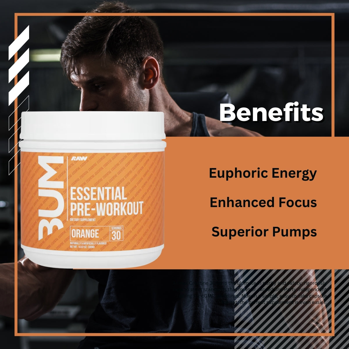 Raw Nutrition Bum, Essential Pre Workout, Intense Energy, Increase Foc