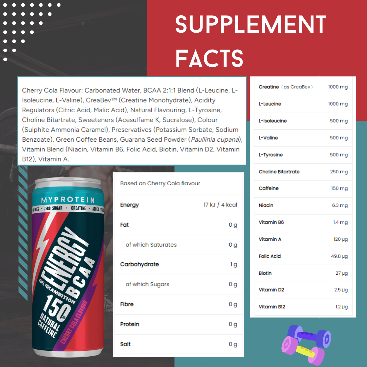 Myprotein BCAA Energy Drink, Enhance Endurance, Caffeine, Focus Drink,