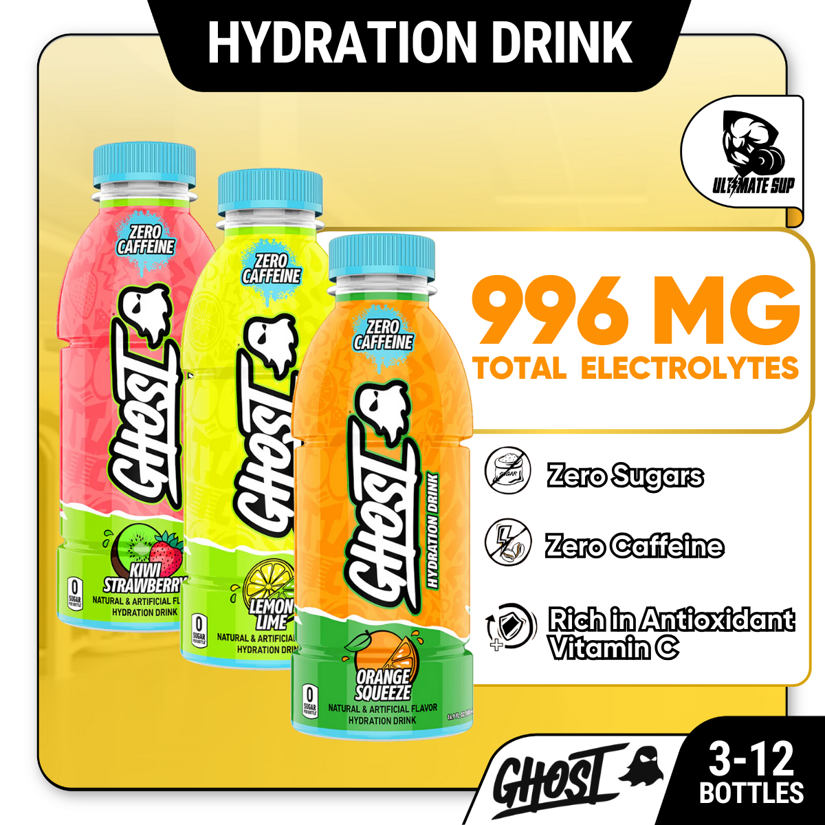 GHOST, Hydration Drink, 3-12 Bottles – Ultimate Sup