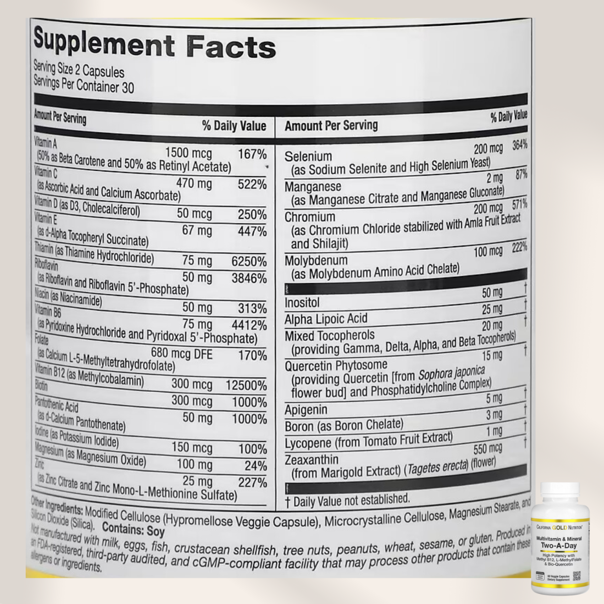 California Gold Nutrition, Multivitamin and Mineral, Two-A-Day, 60 ...
