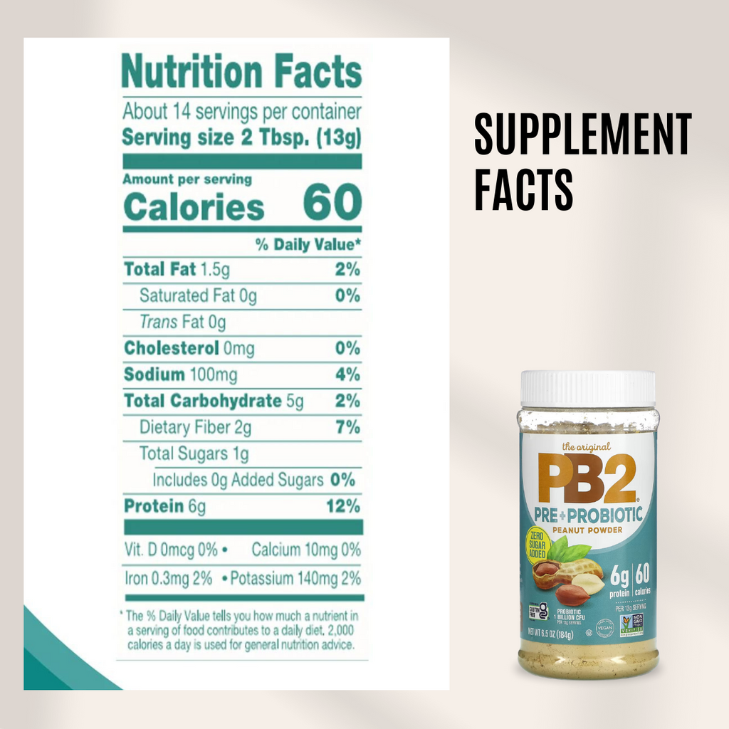 PB2 Foods, The Original PB2, Pre + Probiotic Peanut Powder, 6.5 oz (184 g)