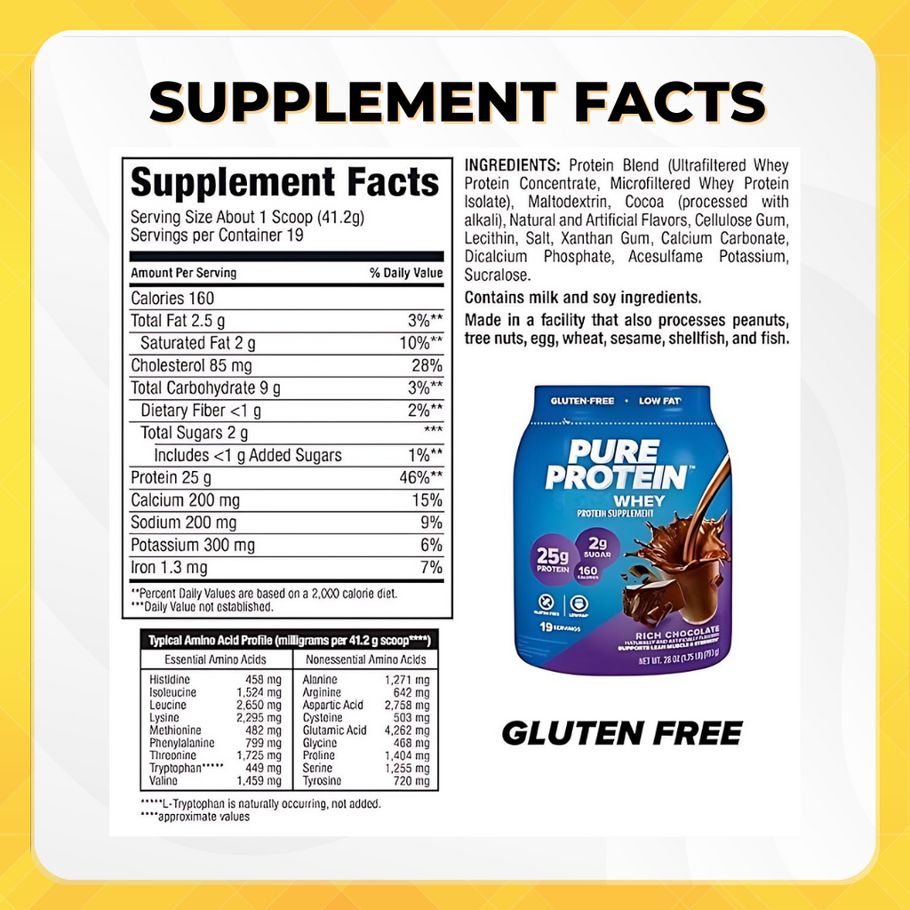 Pure Protein 100% Whey Protein Powder, Protein Supplement, Various Fla