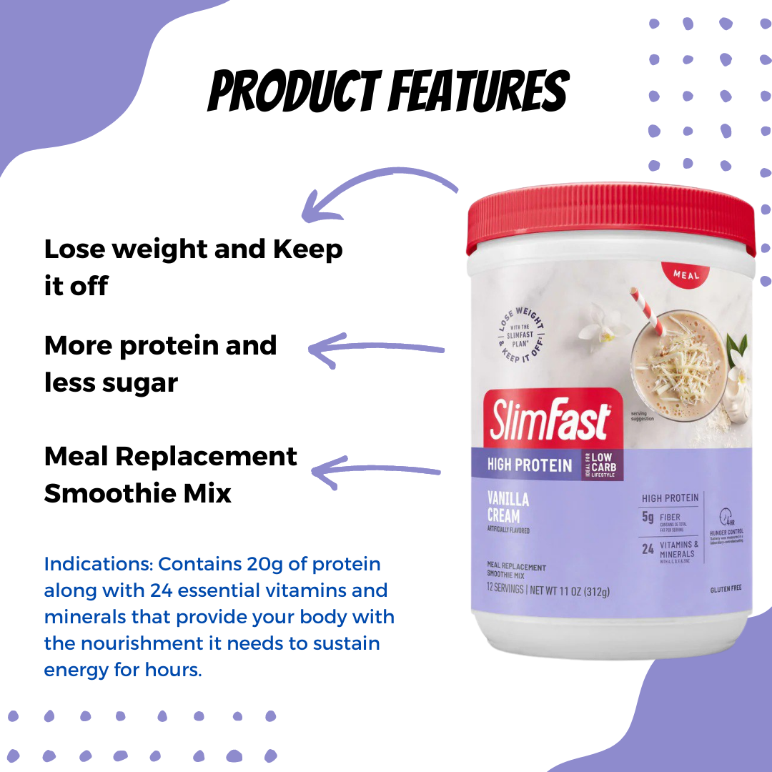 SlimFast High Protein Nutrition Smoothie Mixes 12 Serving Canister - 3