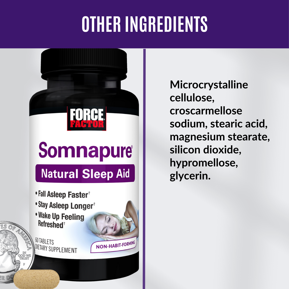 Force Factor, Somnapure, Sleep Aid with Melatonin 60 Tablets