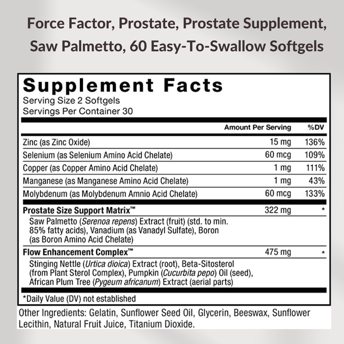 Force Factor, Prostate, Prostate Health, 60 Softgels
