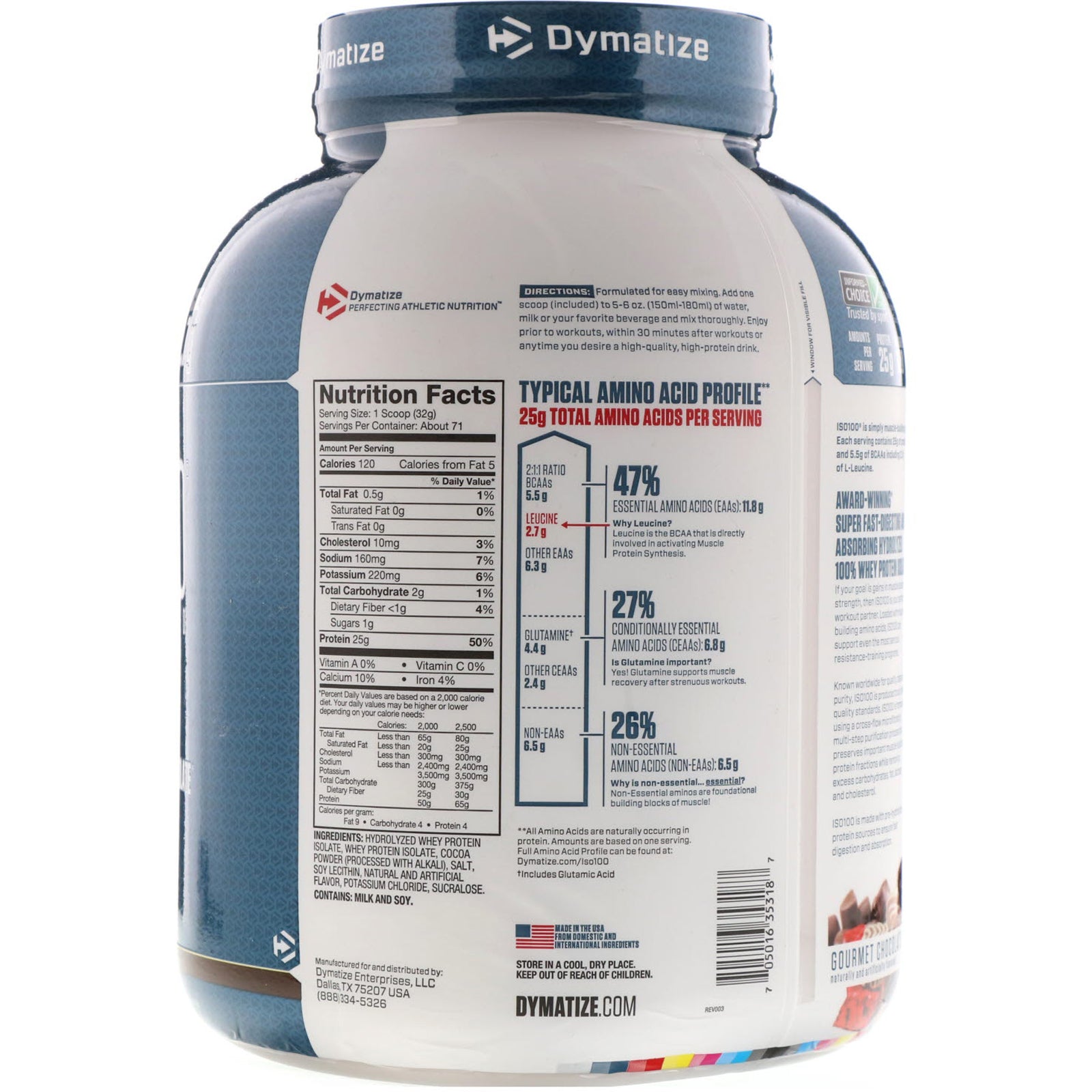 Dymatize Nutrition, ISO 100 Hydrolyzed, 1.3 - 5lb